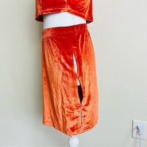 Dolls Kill | Skirts | Orange Velvet Button Long Sleeve Crop Top Cut Out ...